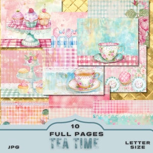 Pastel Tea Time Digital Kit, Cardmaking, Journal Kit Printable. Tea ...