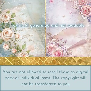 Floral Love Letter Digital Paper: Pastel Scrapbook Pages (JPEG & PDF ...