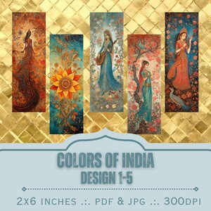 Colors of India Bookmarks: Printable Indian Art, 10 Designs (PDF & JPEG ...