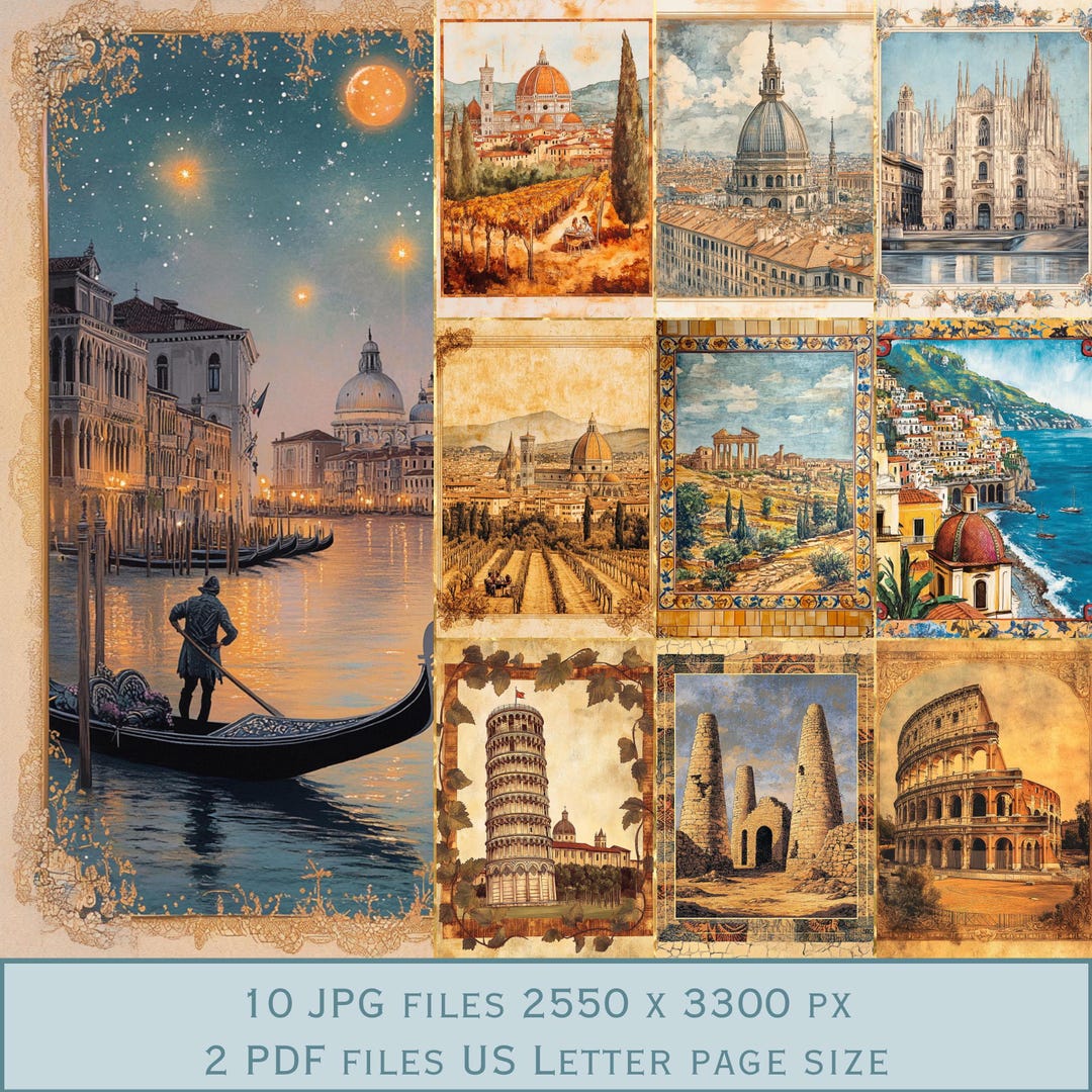 Vintage Italy Background Images: Italian Vacation Scrapbook Paper ...
