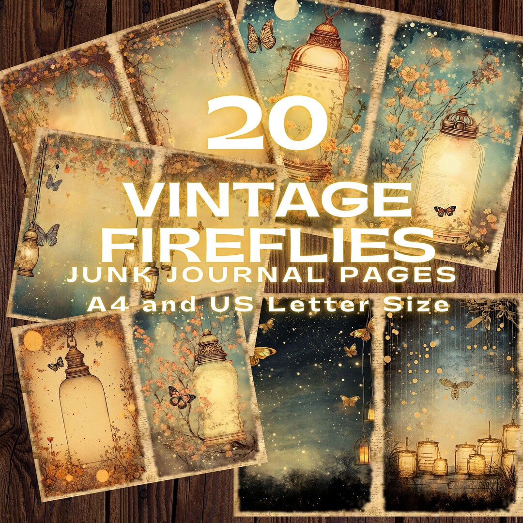 Vintage Magical Fireflies, Premade Junk Journal Printable Half Pages ...