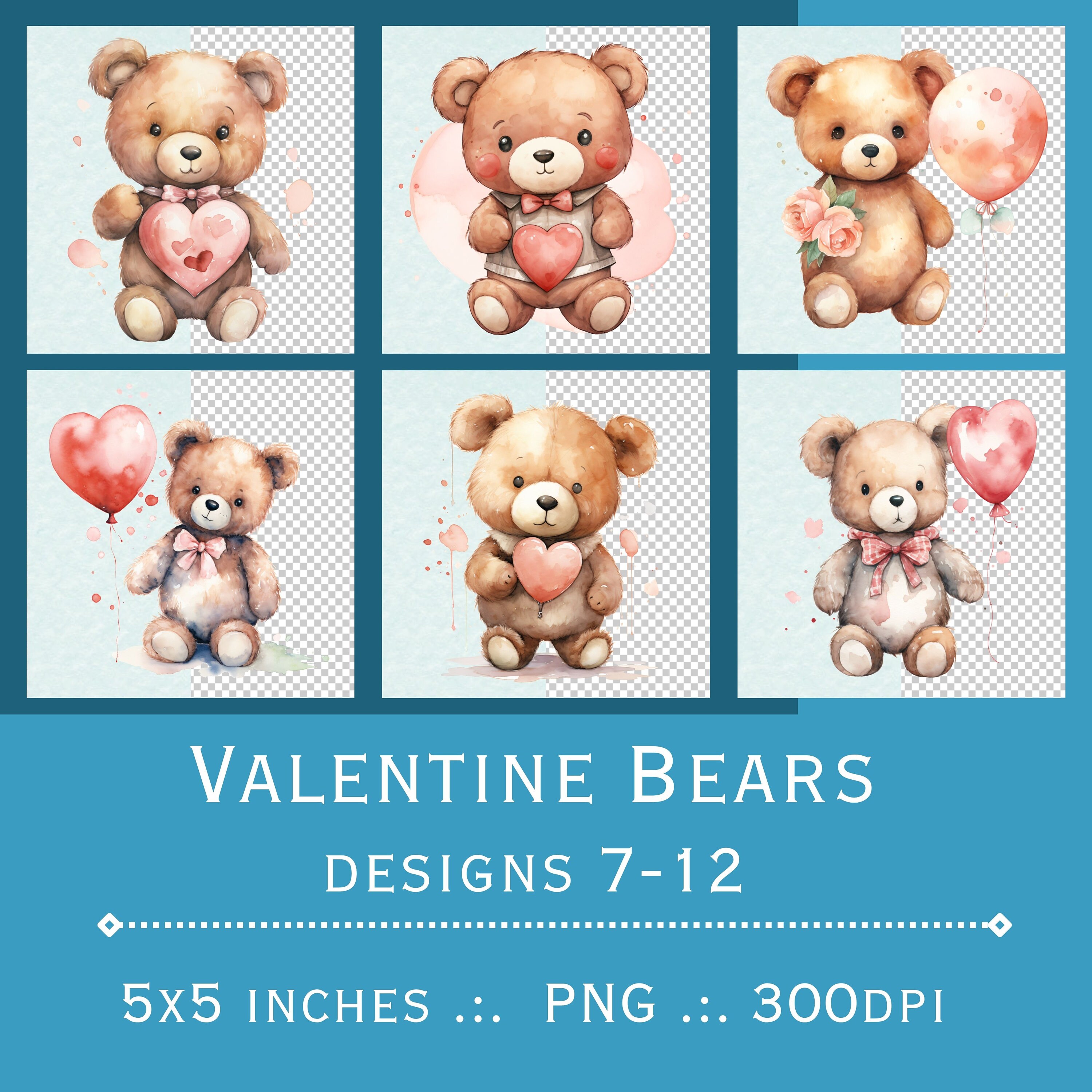Teddy Bear Clipart. Valentine Bear Clipart Valentines Day - Etsy