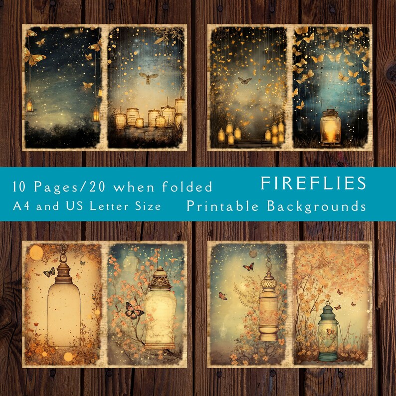 Vintage Magical Fireflies, Premade Junk Journal Printable Half Pages ...
