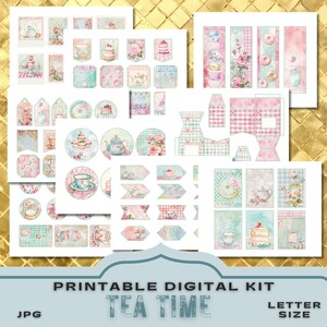 Pastel Tea Time Digital Kit, Cardmaking, Journal Kit Printable. Tea ...
