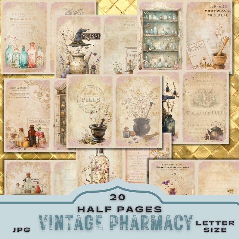 Vintage Apothecary Digital Kit: Printable Journal Ephemera (30 JPG ...