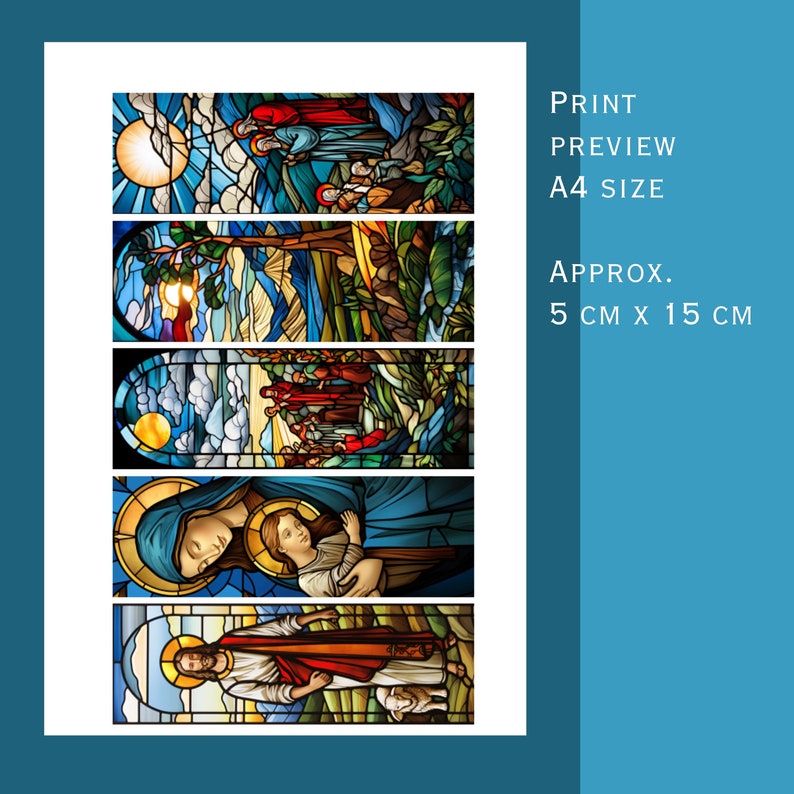 Printable Bookmarks Stained Glass Religious. Printable PDF and JPEG ...