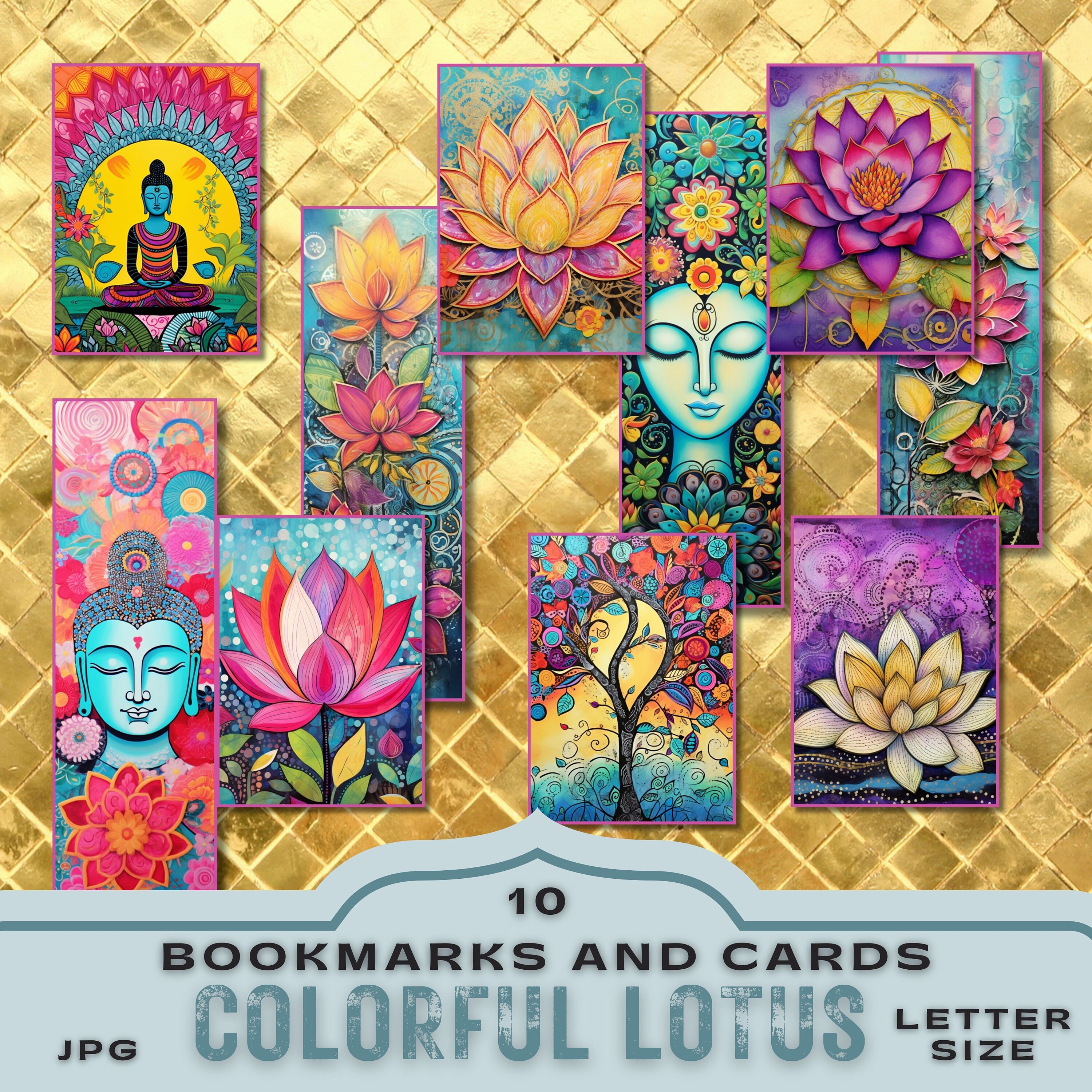 Colorful Lotus Junk Journal Kit, Zen, Yoga, Half Pages, Full Pages ...