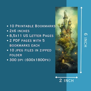 Printable Bookmarks Whimsical Castles. Printable PDF and JPEG Files ...