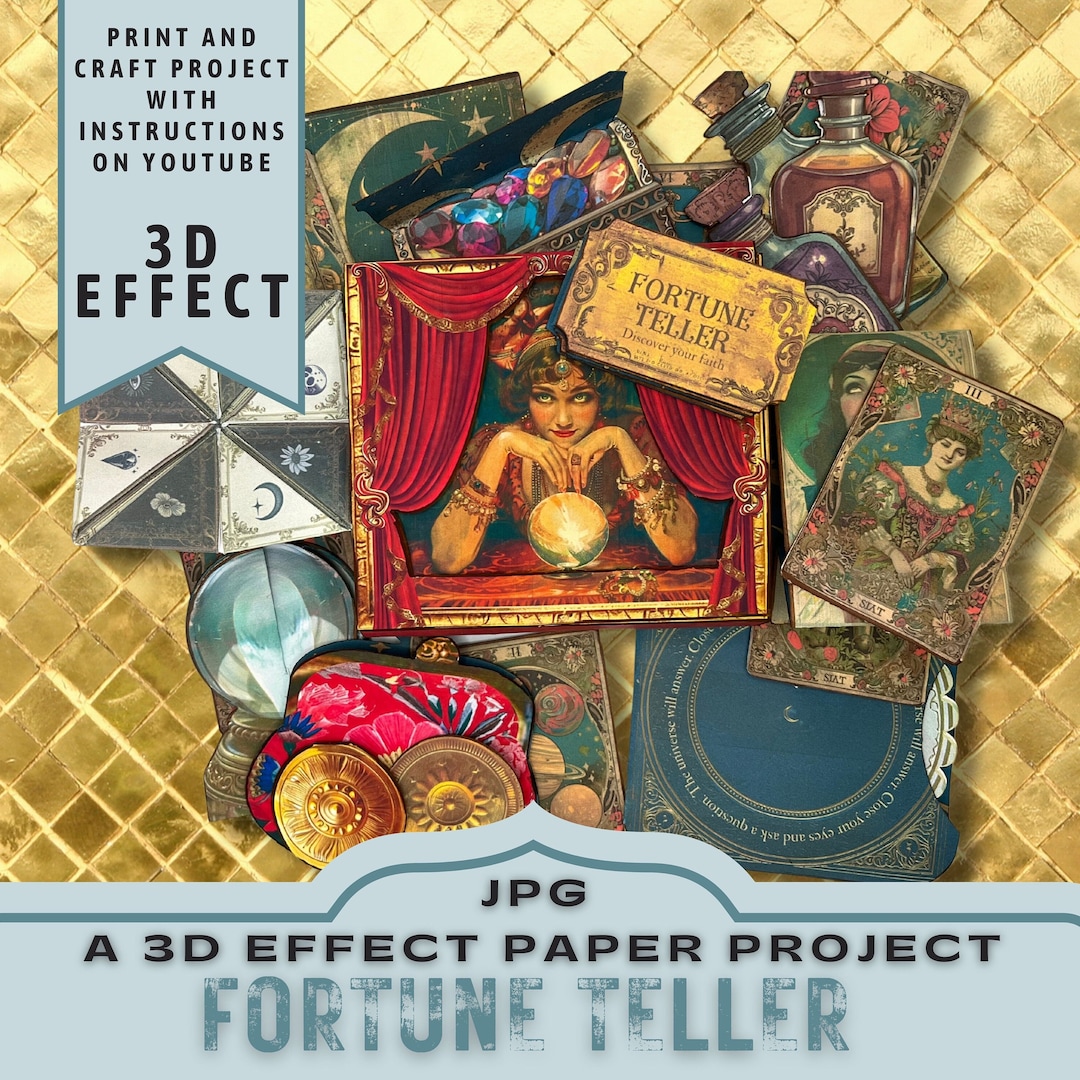 Fortune Teller Kit Printable Paper Craft Project, 3D Effect Journal ...