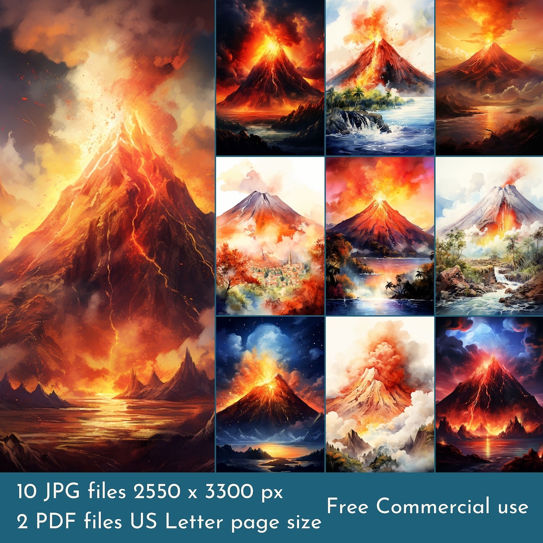 Volcano Images. PDF File and Printable JPEG Files. 300dpi. US Letter ...