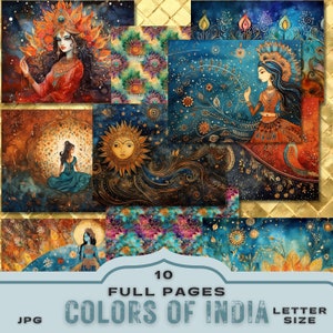 Colors of India Junk Journal Kit, Half Pages, Full Pages, Cards, Tags ...