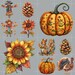 Colorful Autumn Clipart: Pumpkin, Mushroom PNG Graphics (40 Files) - Etsy