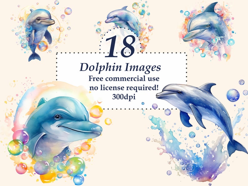 Dolphin Png. Watercolor Clip Art. Ocean Clip Art. Junk Journal Bundle ...