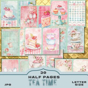 Pastel Tea Time Digital Kit, Cardmaking, Journal Kit Printable. Tea ...