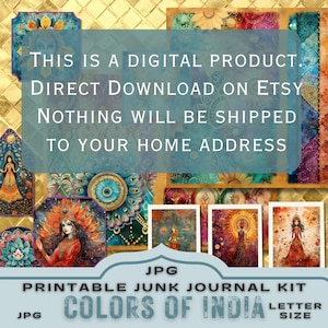 Colors of India Junk Journal Kit, Half Pages, Full Pages, Cards, Tags ...