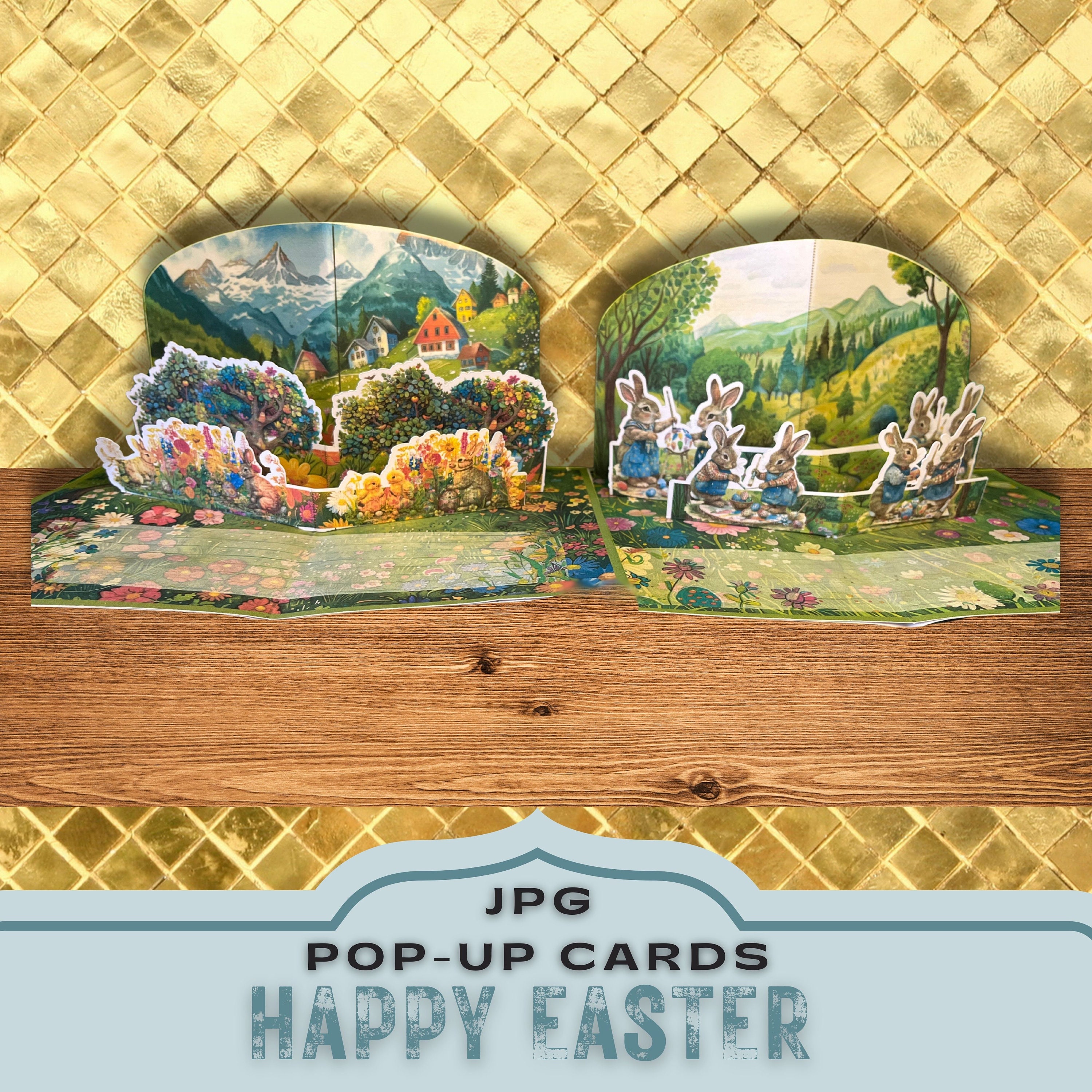 Easter Pop up Cards, Printable Pop up Card Kit, Journal Folio, Easter ...