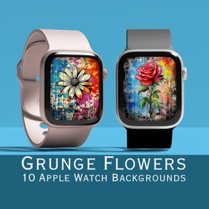 Grunge Flower Designs Apple Watch Wallpaper. 10 JPG Files. 300dpi ...