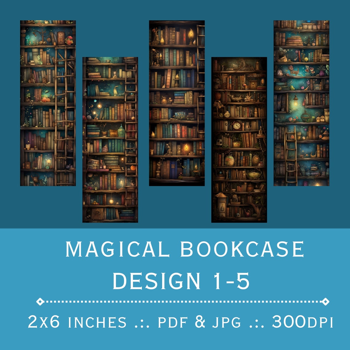 Printable Bookmarks Magic Bookcase. Printable PDF and JPEG - Etsy
