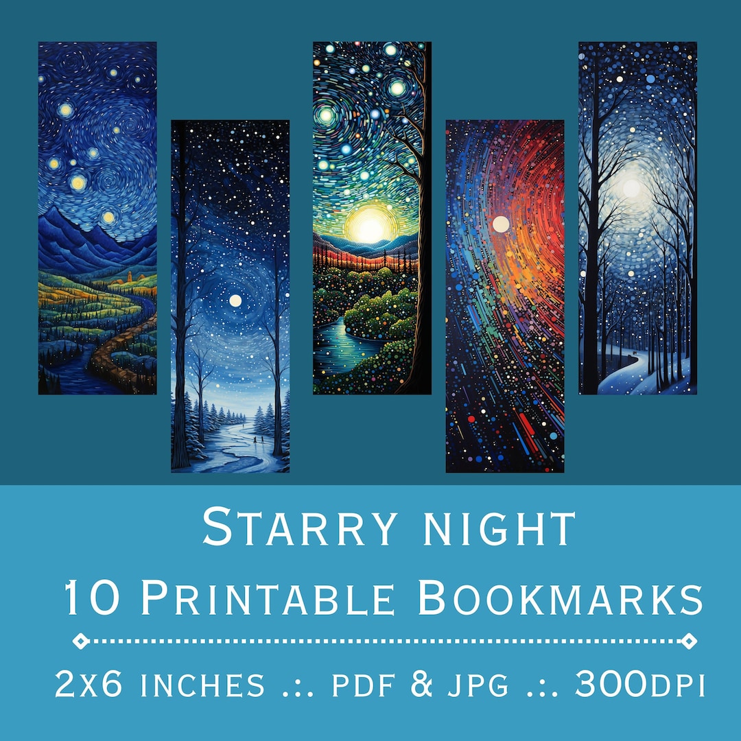 Starry Night Bookmarks: Dot Art, Print and Cut (PDF & JPEG) - Etsy UK