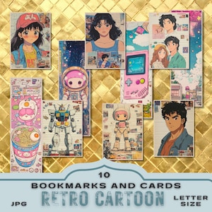 Retro Anime Cartoon Kit: Printable Journal, Cardmaking 30 Jpg Letter ...