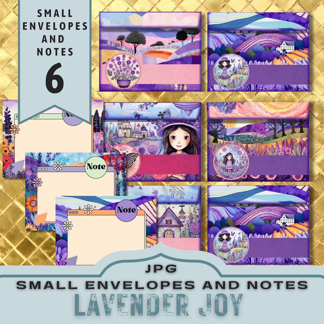 Lavender Joy Printable Envelopes, Print and Cut Small Envelopes for ...