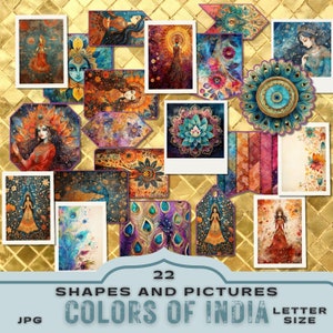 Colors of India Junk Journal Kit, Half Pages, Full Pages, Cards, Tags ...