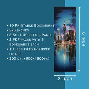 Printable Bookmarks - New York City. Printable PDF and JPEG Files ...