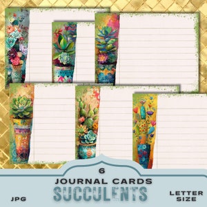Succulents, Colorful Plants Junk Journal Kit, Half Pages, Full Pages ...