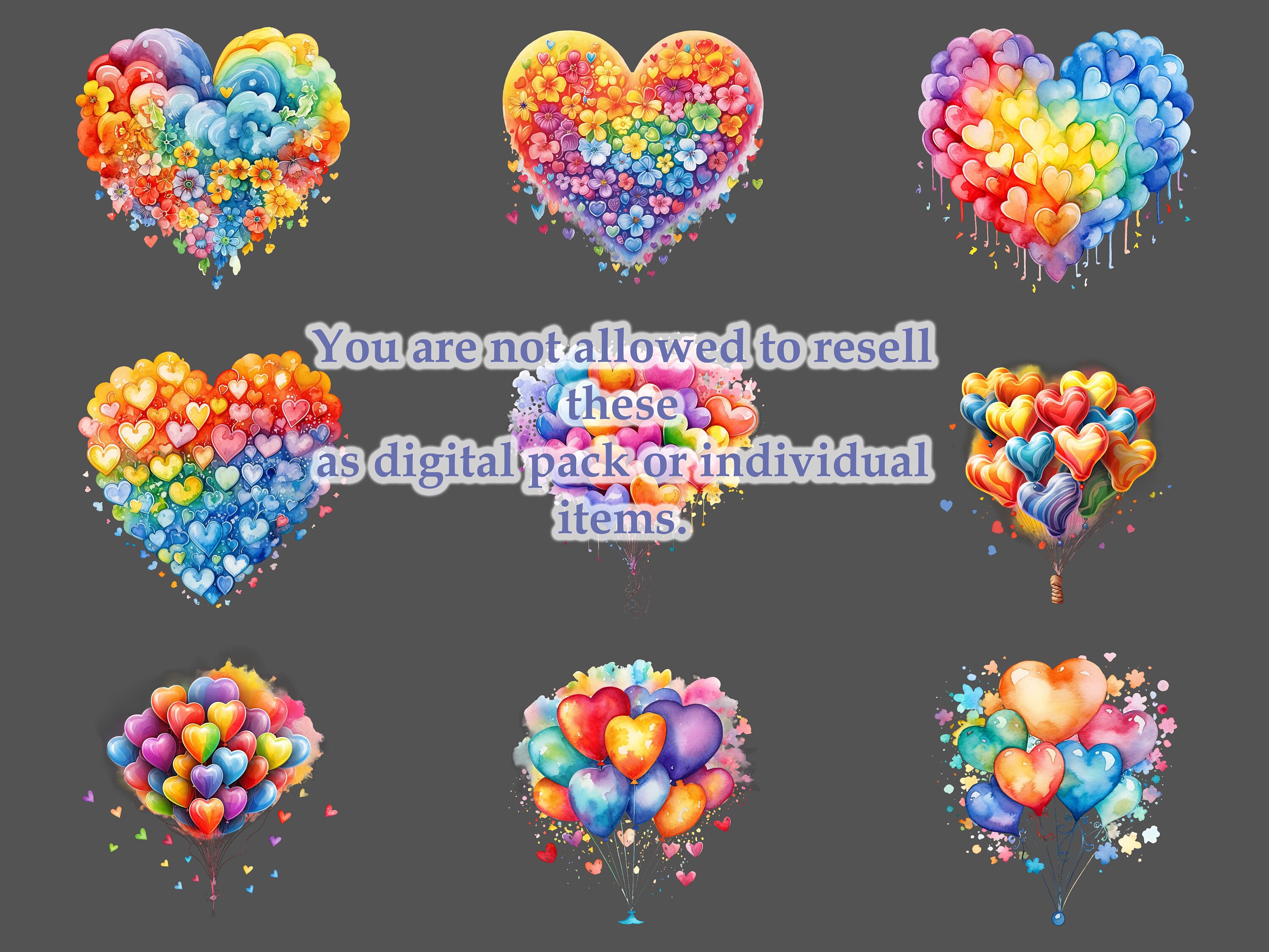 Love Pride Rainbow Clip Art. Png Bundle, Rainbow Printables. Junk ...