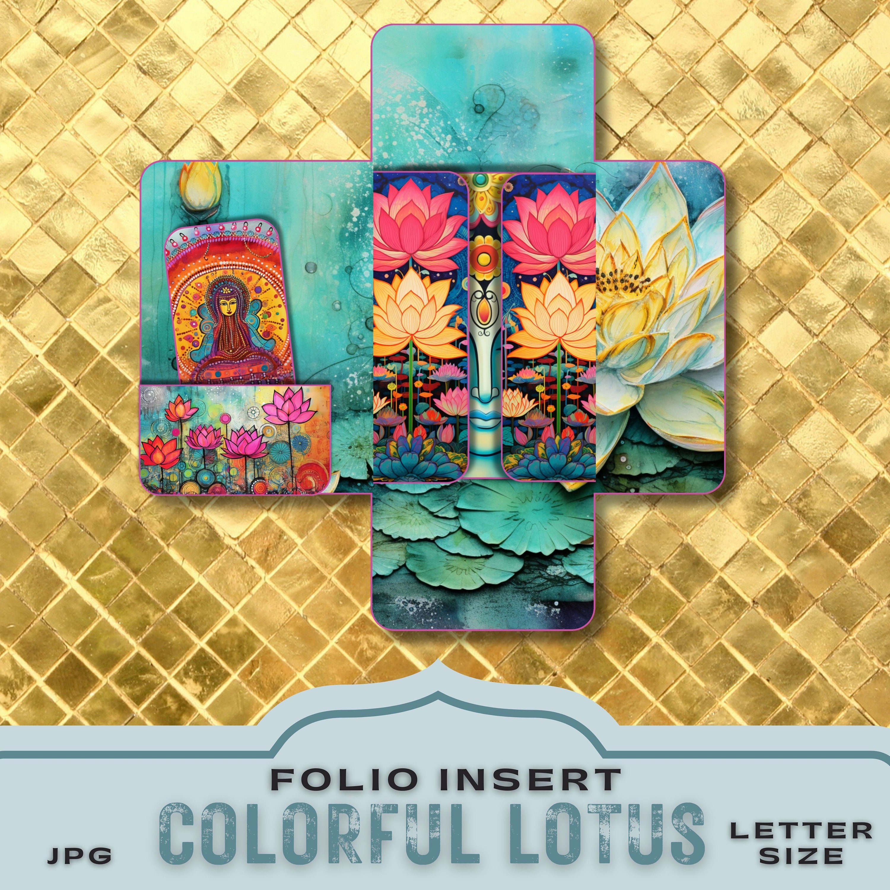 Colorful Lotus Junk Journal Kit, Zen, Yoga, Half Pages, Full Pages ...