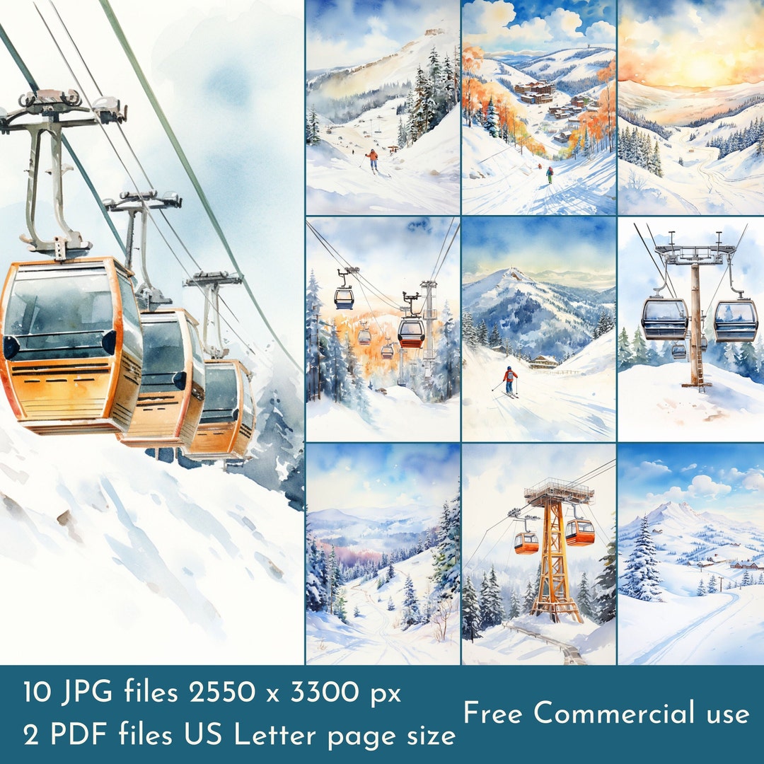 Ski Slopes Printable Pages: Winter Vacation Scrapbook (JPEG, PDF) - Etsy