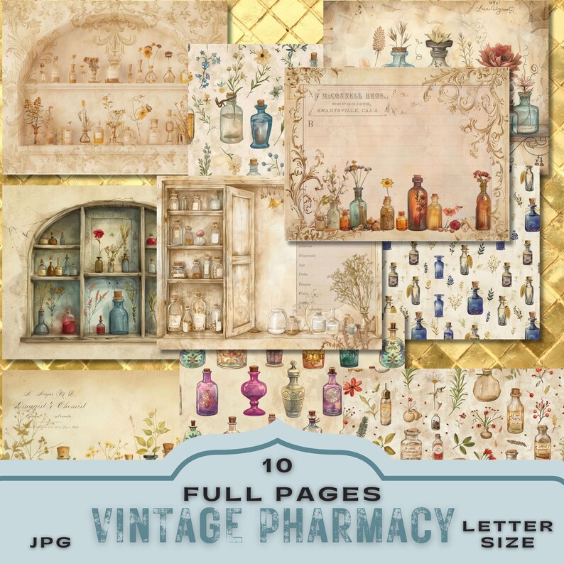 Vintage Apothecary Digital Kit: Printable Journal Ephemera (30 JPG ...