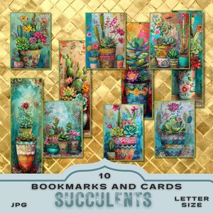 Succulents, Colorful Plants Junk Journal Kit, Half Pages, Full Pages ...
