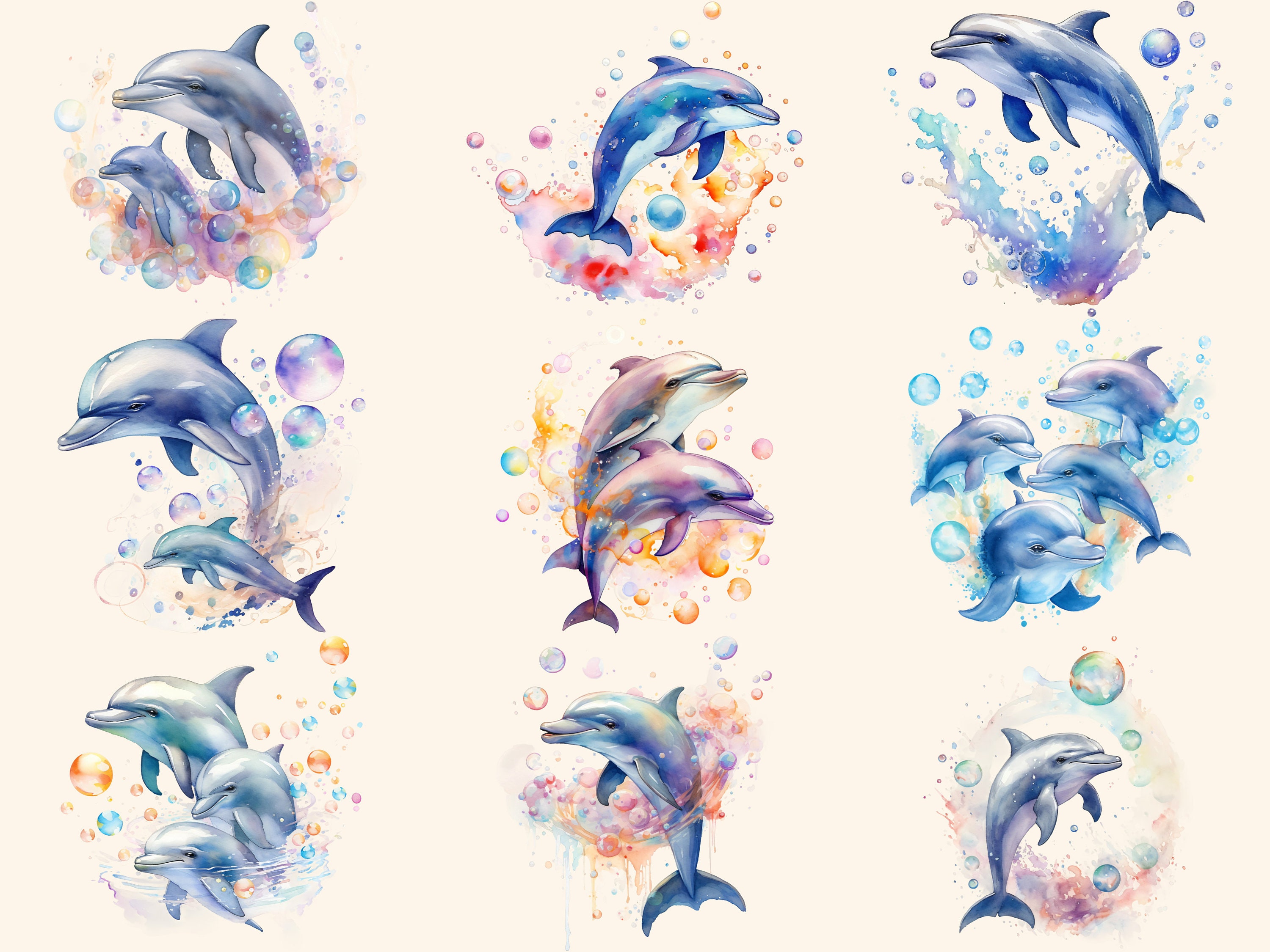 Dolphin Png. Watercolor Clip Art. Ocean Clip Art. Junk Journal - Etsy