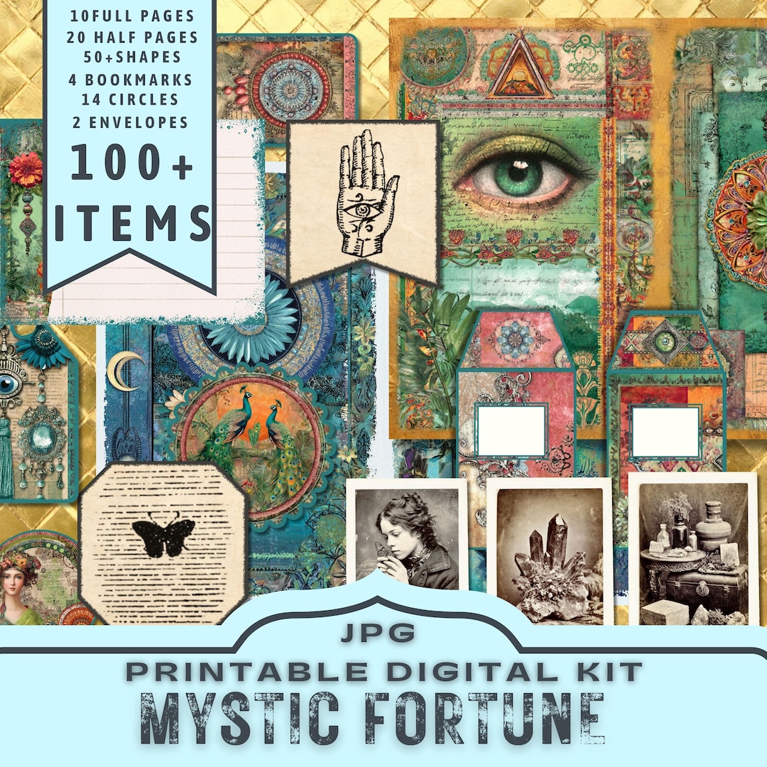 Mystic Fortune Teller Kit: 100+ Elements for Junk Journals (JPG ...