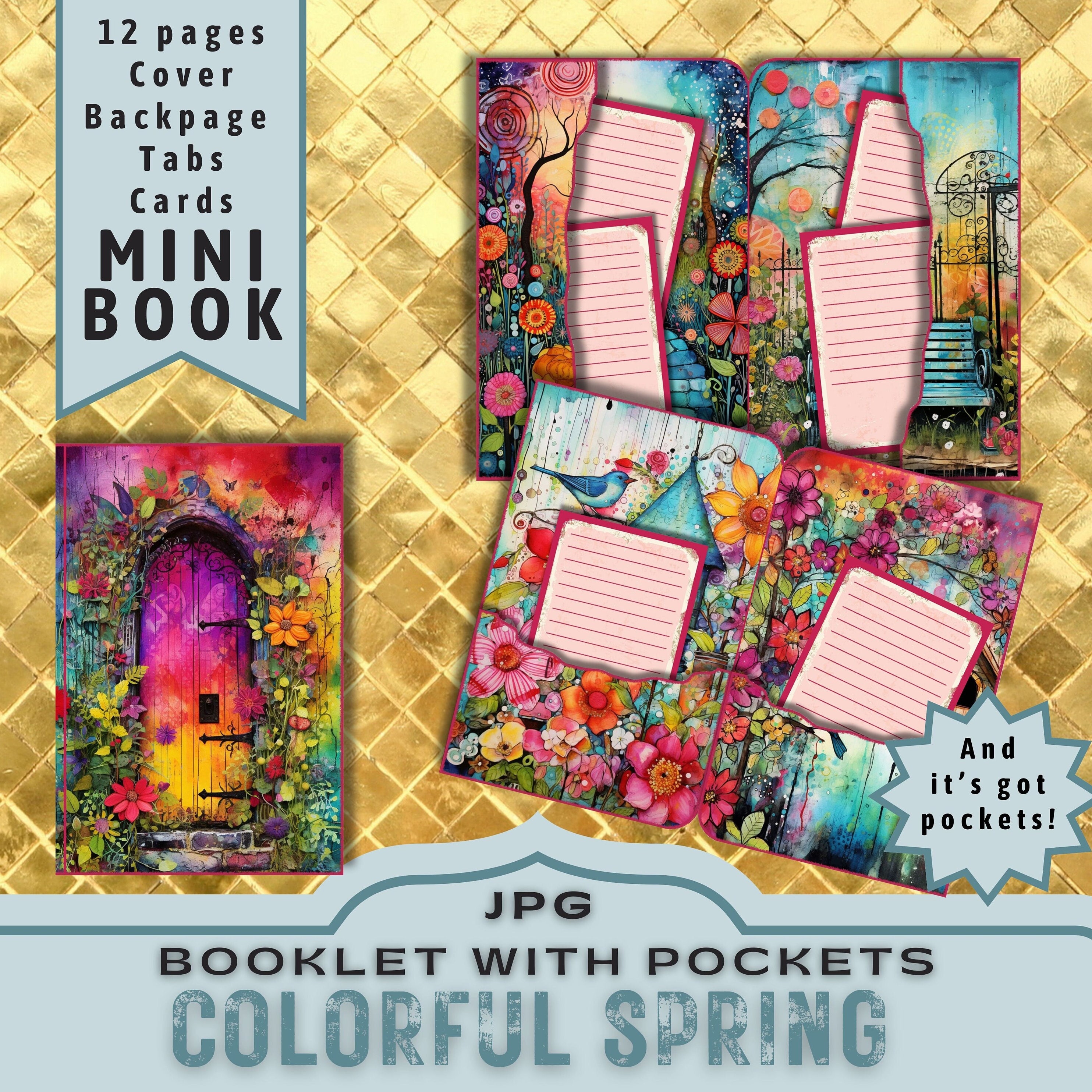 Colorful Spring Printable Booklet With Pockets, Print and Cut Folio ...