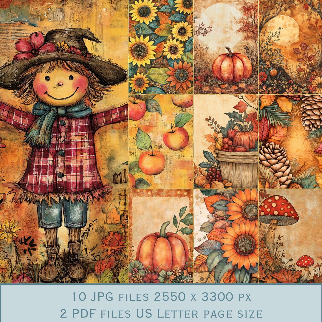 Autumn Scrapbook Paper: Fall Harvest Images (digital Download) - Etsy