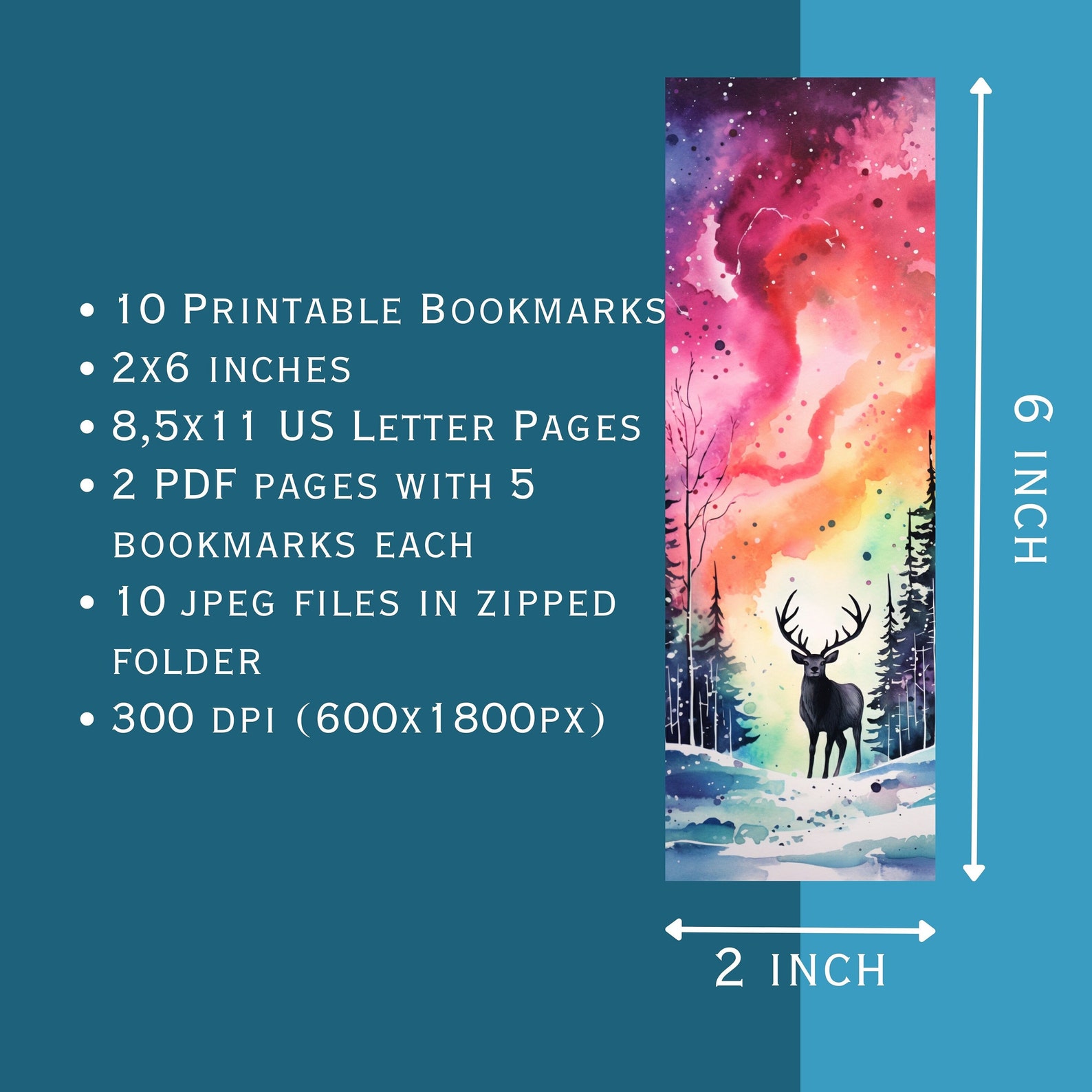 Printable Bookmarks Northern Lights. Printable PDF and JPEG Files ...