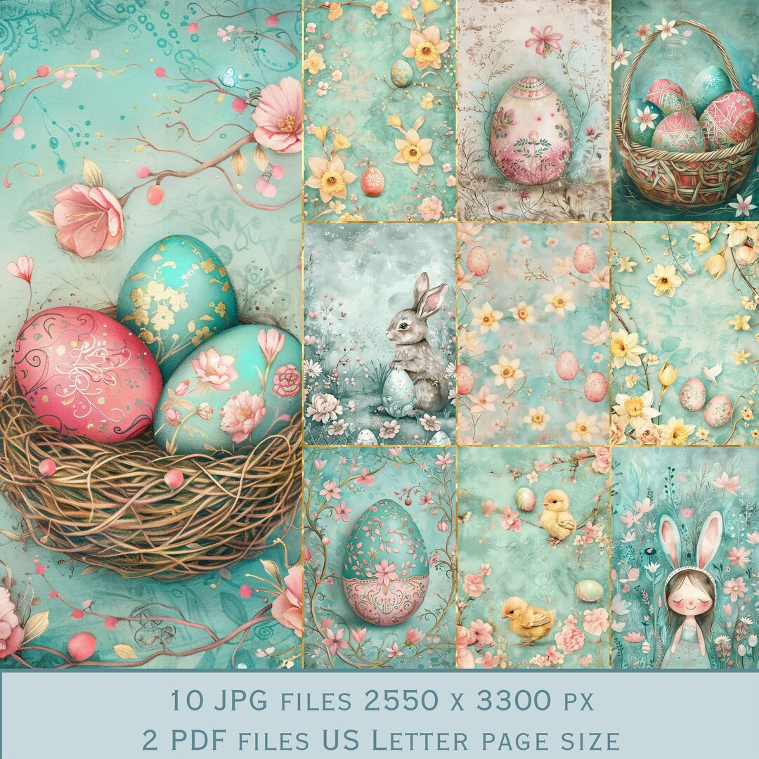 Pastel Easter Whimsy Background Images. PDF Files and Printable JPEG ...