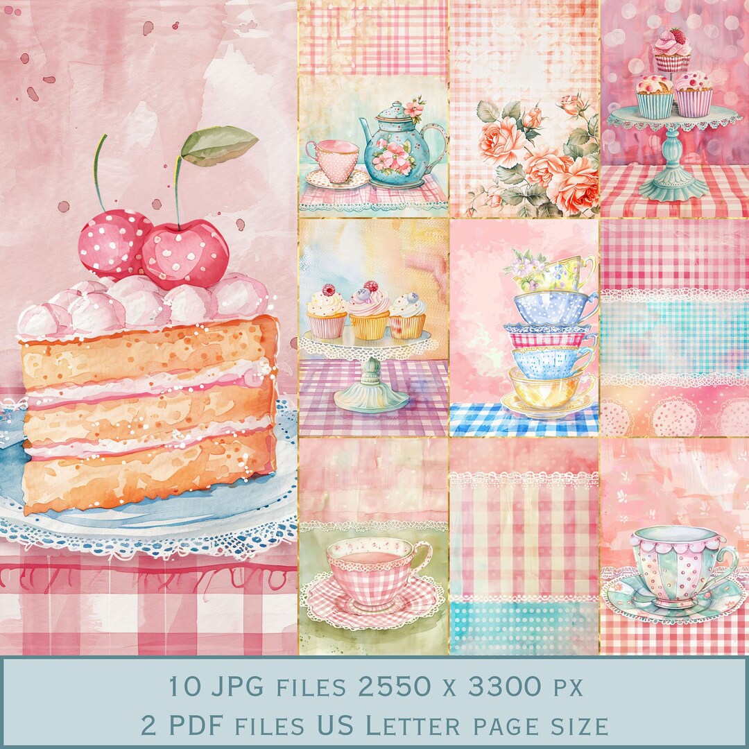 Pastel Tea Time Background Images. PDF Files and Printable JPEG Files ...