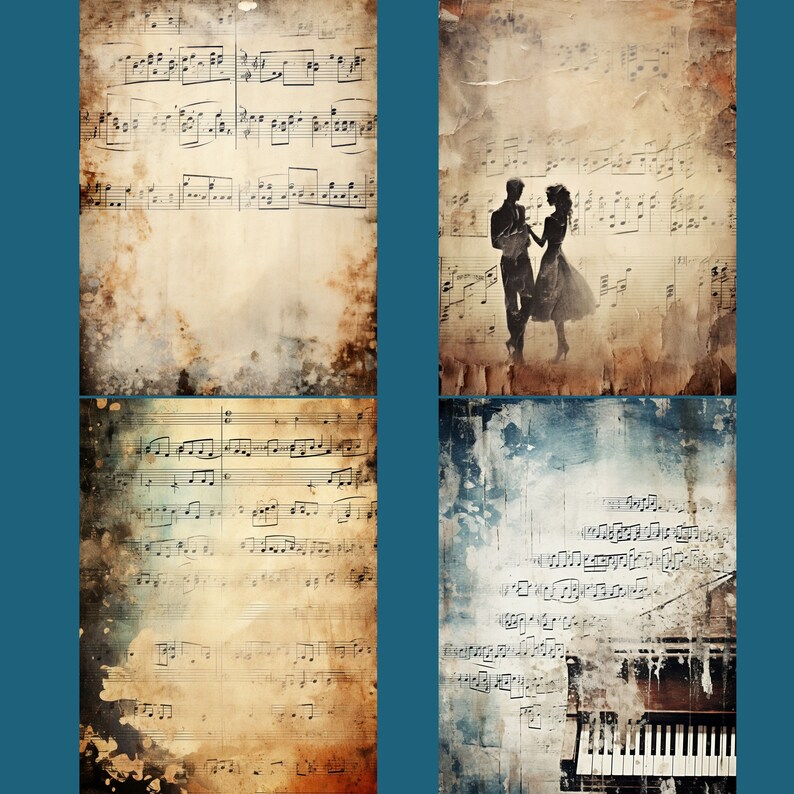 Grunge Music Scrapbook Paper: Vintage Sheet Music, Collage Kit (PDF ...