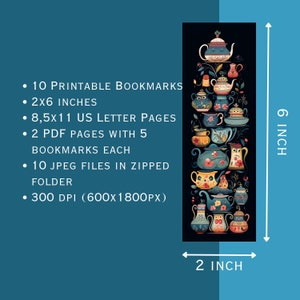 Whimsical Tea Cup Printable Bookmarks: Floral Tea Pot Set (PDF & JPEG ...