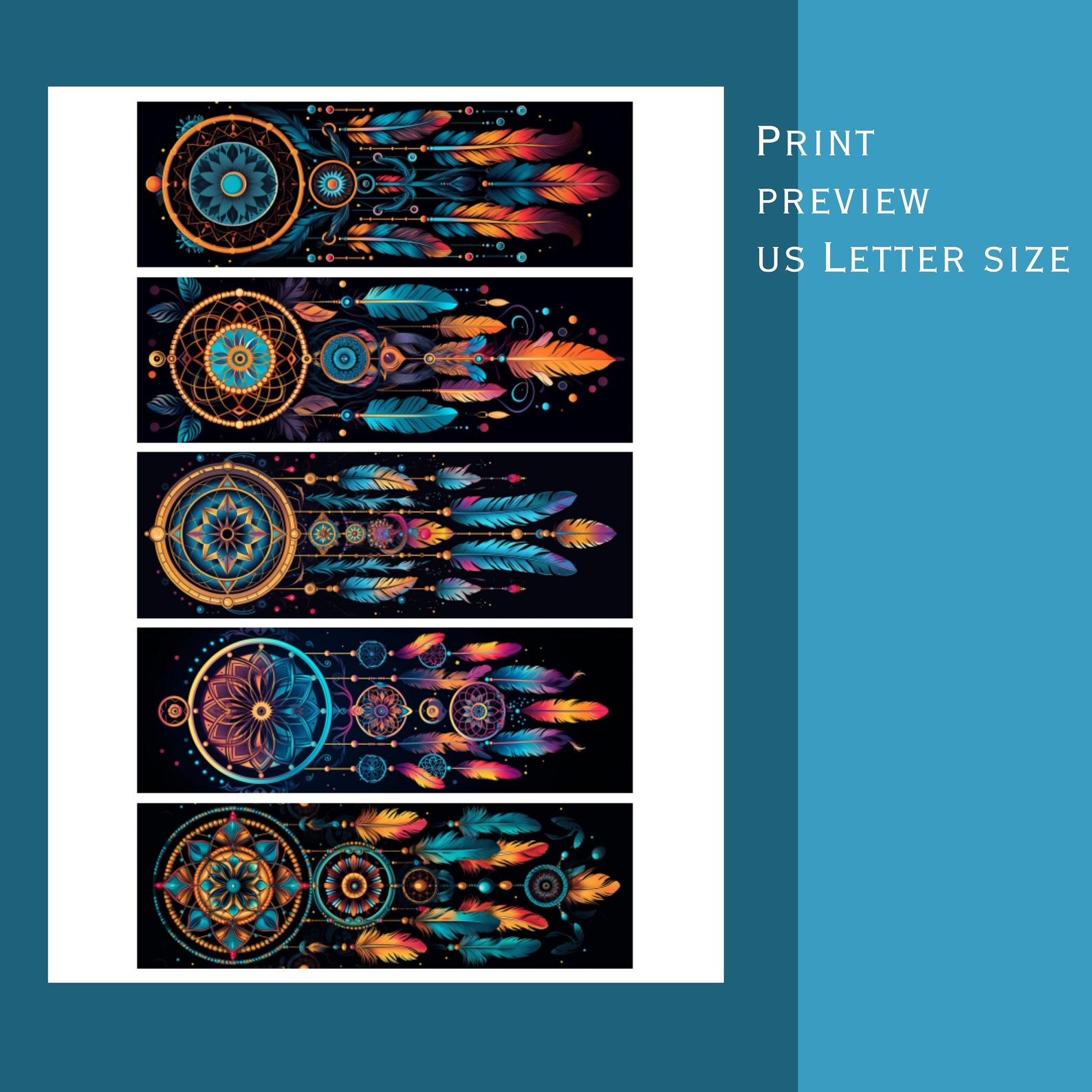 Dreamcatcher Printable Bookmarks. Printable PDF and JPEG - Etsy