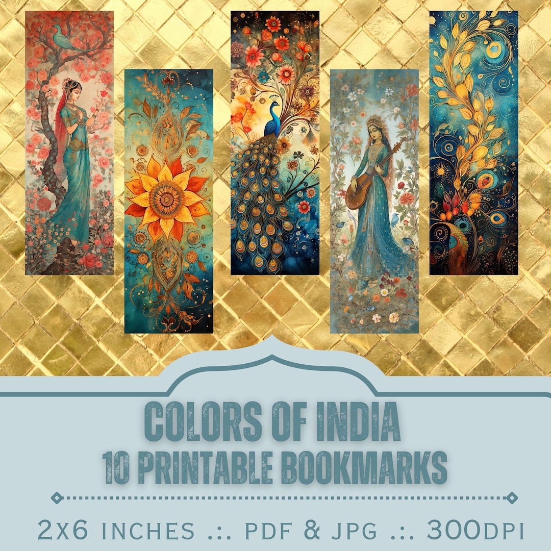 Colors of India Bookmarks: Printable Indian Art, 10 Designs (PDF & JPEG ...