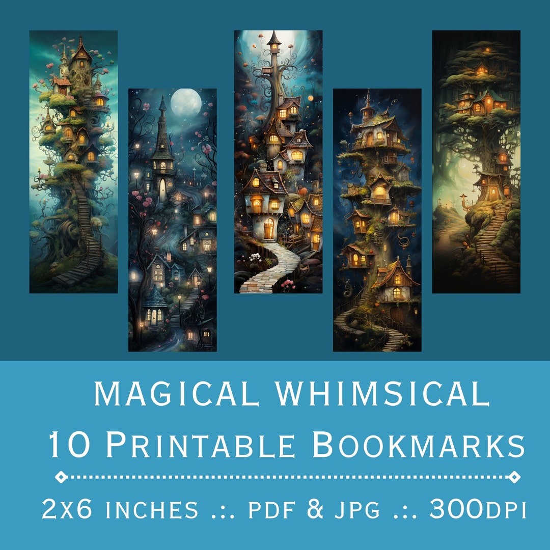 Printable Bookmarks Whimsical Castles. Printable PDF and JPEG Files ...
