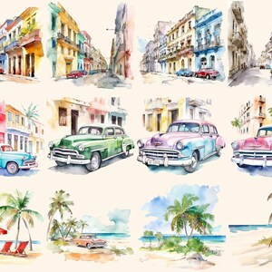 24 Scenes of the Caribbean Clip Art. Watercolor Png Bundle, Free ...