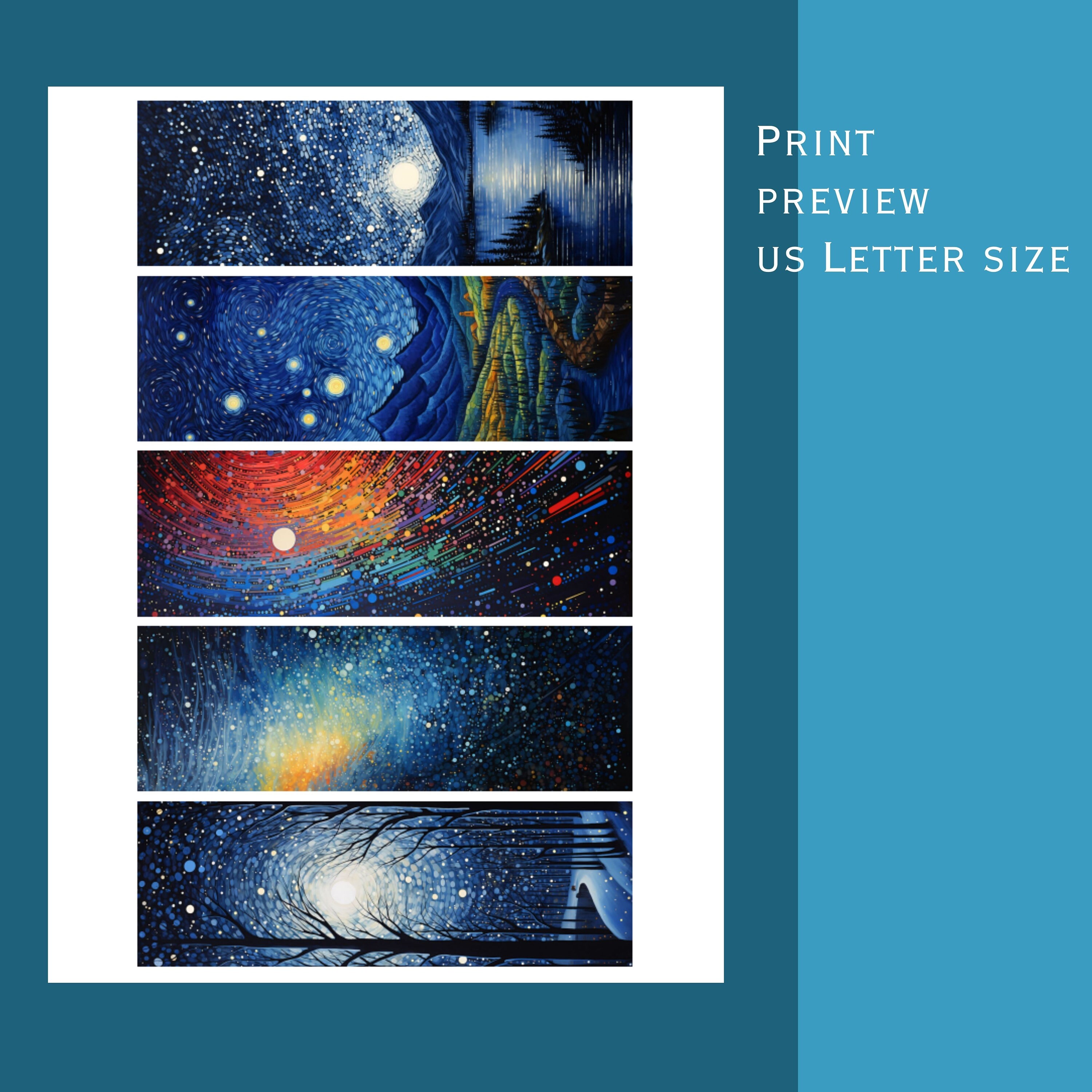 Starry Night Bookmarks: Dot Art, Print and Cut (PDF & JPEG) - Etsy UK