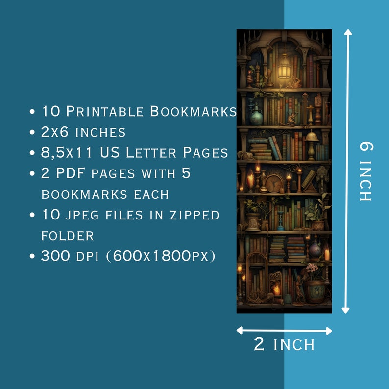 Printable Bookmarks Magic Bookcase. Printable PDF and JPEG - Etsy