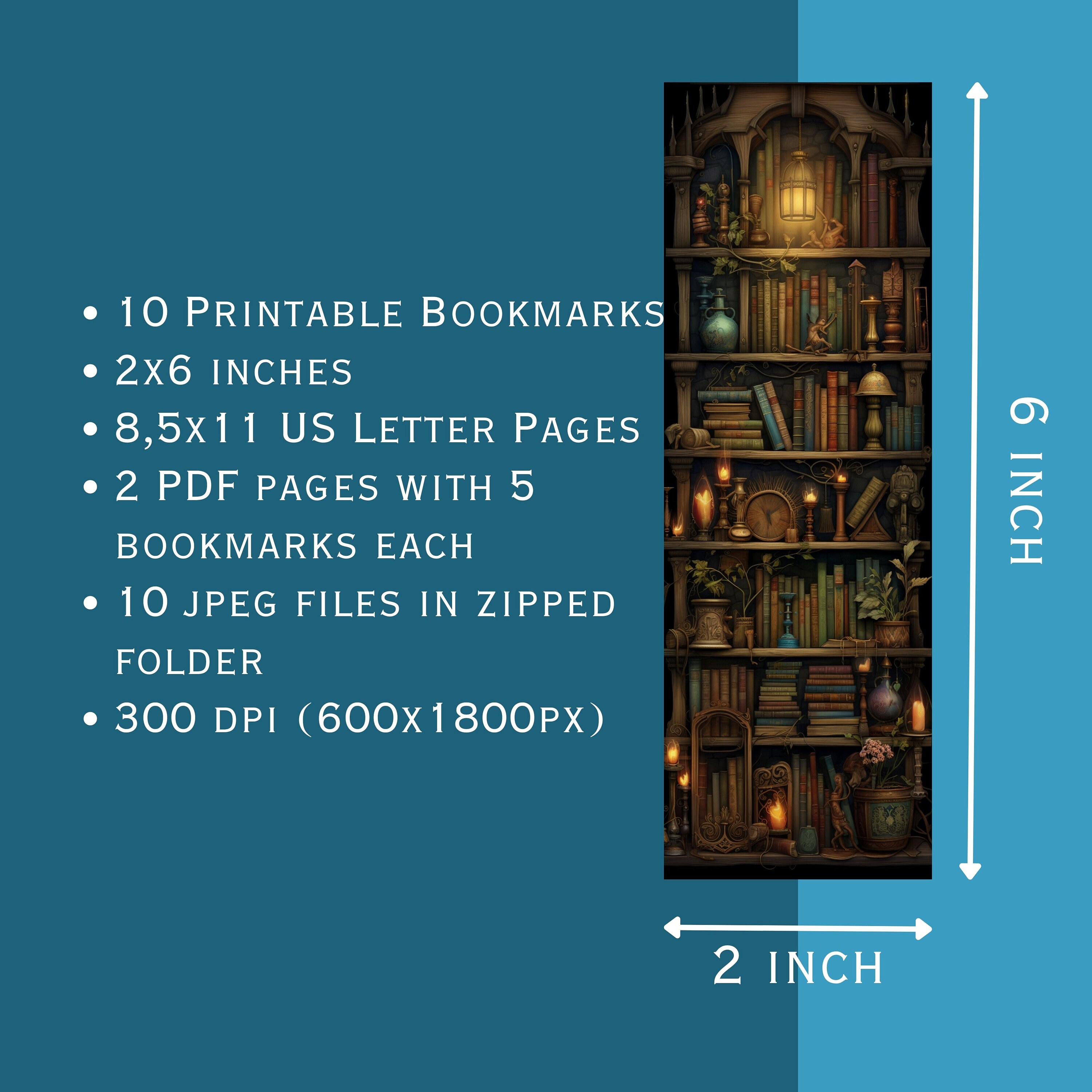 Printable Bookmarks Magic Bookcase. Printable PDF and JPEG - Etsy
