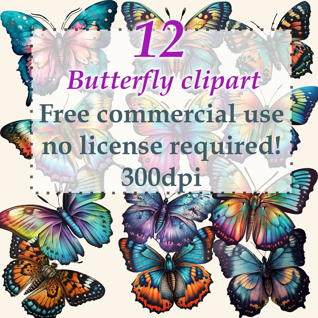 Butterfly Clip Art. Digital Watercolor. Sublimation Bundle. Free ...